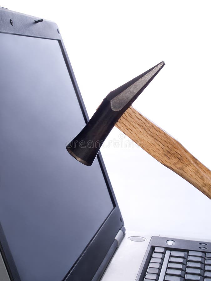 Smashing Laptop Screen with a Hammer Stock Image - Image of monitor ...