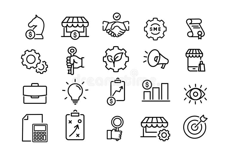 SME Concept Small and Medium Sized Enterprises Related Editable Stroke ...