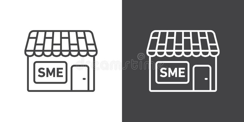 SME Icon Flat Vector Set Outline Stock Vector - Illustration of ...