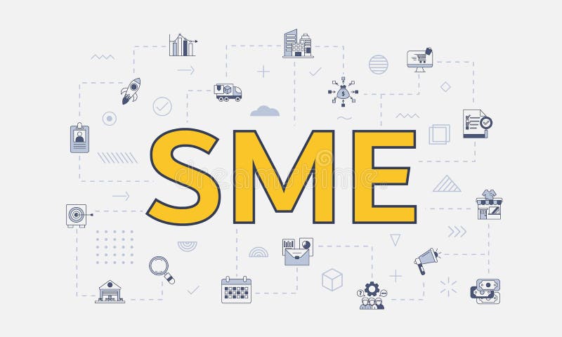 Sme Small Medium Enterprise Concept with Icon Set with Big Word or Text ... Sme Small Medium Enterprise Concept with Icon Set with Big Word or Text ...