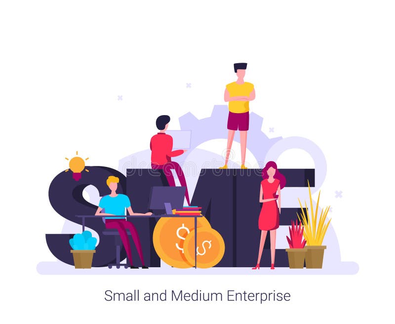 SME, Small And Medium Enterprise. Concept With People, Letters And ...