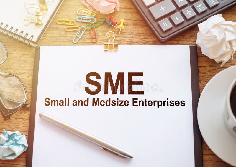 SME Small and Medium Size Enterprises Written on a Piece of Paper Stock ...