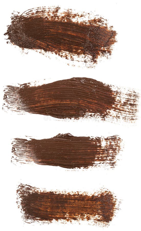 Smear of Brown Paint Isolated on White. Set Stock Photo - Image of ...