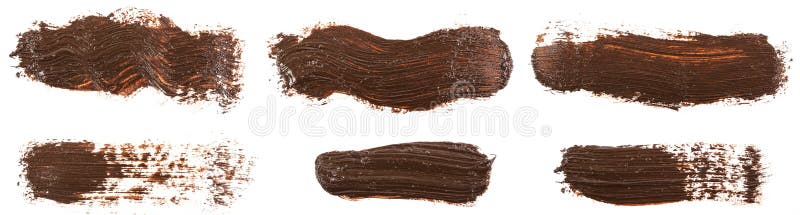 Smear of Brown Paint Isolated on White. Set Stock Photo - Image of ...