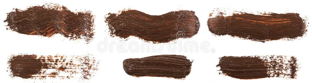 Smear of Brown Paint Isolated on White. Set Stock Photo - Image of ...