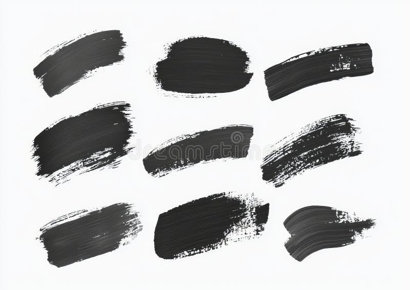Smear Brushes in Black. Black Paint Brush Strokes Stock Photo - Image ...
