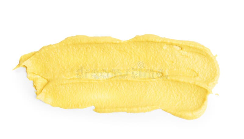 Smear of Delicious Mustard Isolated on White, Top View Stock Image ...
