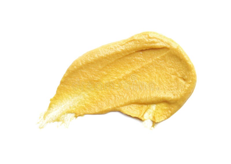 Smear of Delicious Mustard Isolated on White, Top View Stock Photo ...