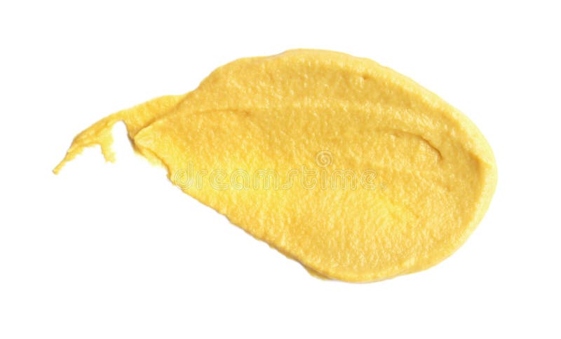 Smear of Delicious Mustard Isolated on White, Top View Stock Image ...