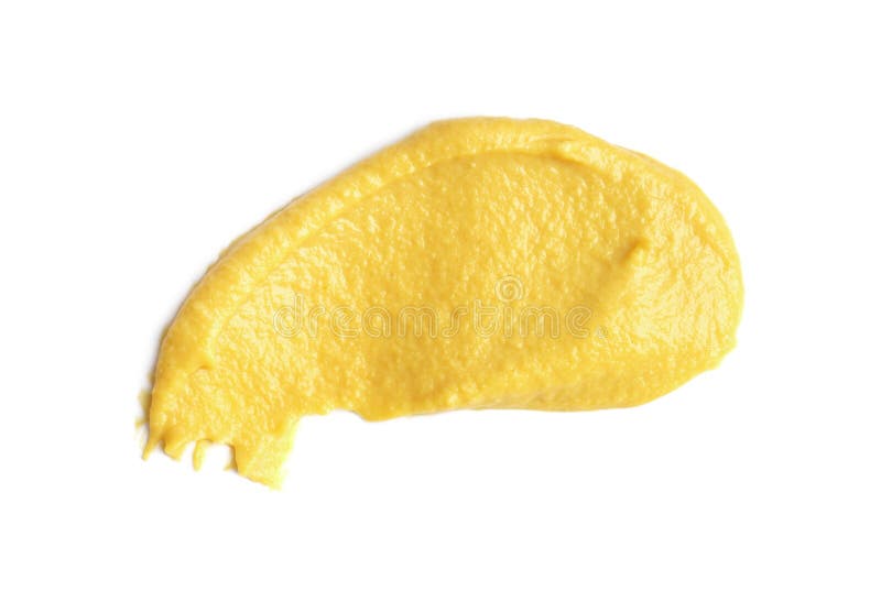 Smear of Delicious Mustard Isolated on White, Top View Stock Image ...