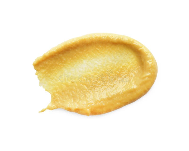Smear of Delicious Mustard Isolated on White, Top View Stock Photo ...