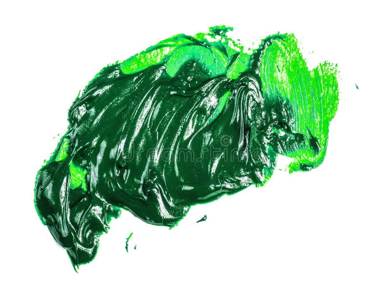 Smear of Green Oil Paint on a White Stock Image - Image of gouache ...