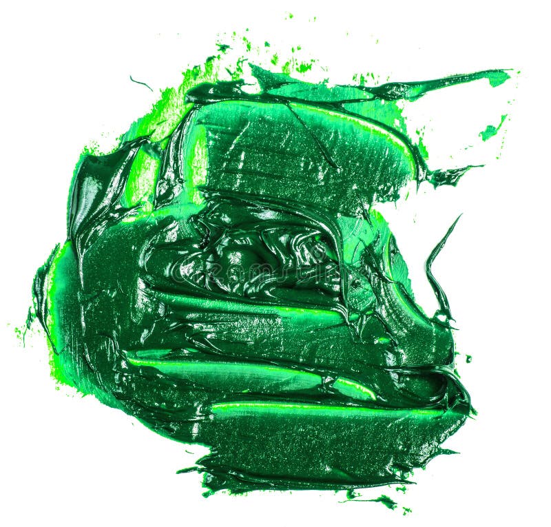 Smear of Green Oil Paint on a White Stock Image - Image of green, blot ...