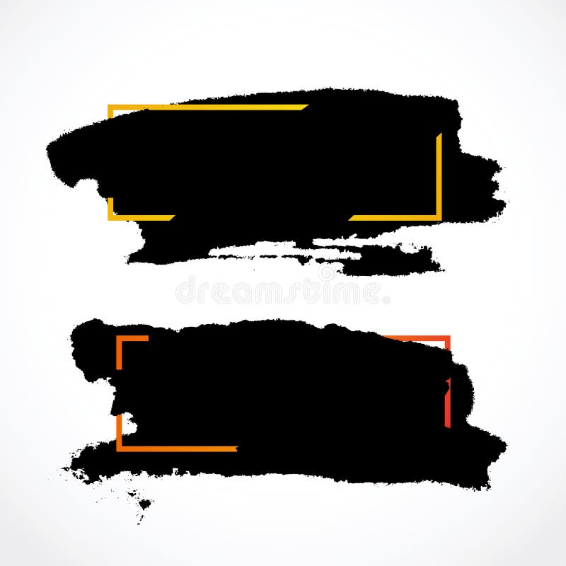 Smear Ink Brush Gold Rectangular Frame Stock Vector - Illustration of ...