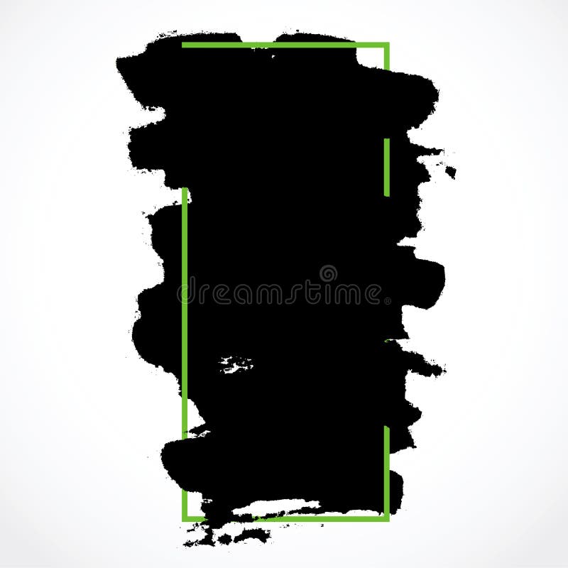 Smear Ink Brush in Green Rectangular Frame Stock Vector - Illustration ...