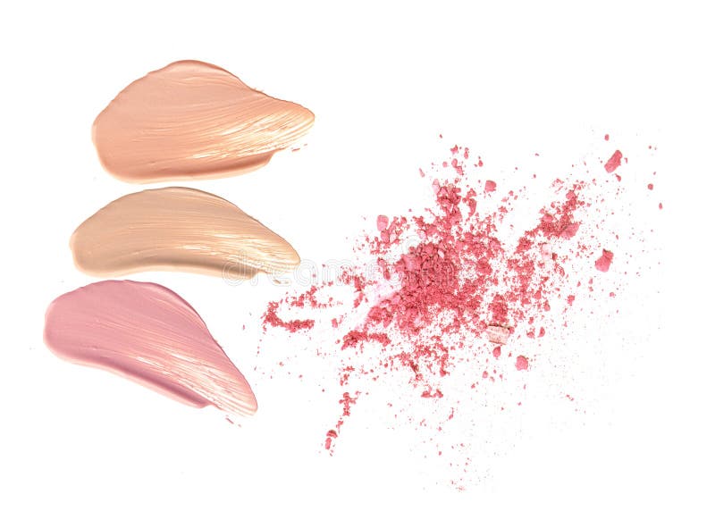 Smear Makeup Tone and Pink Cheek Powder on White Stock Photo - Image of ...