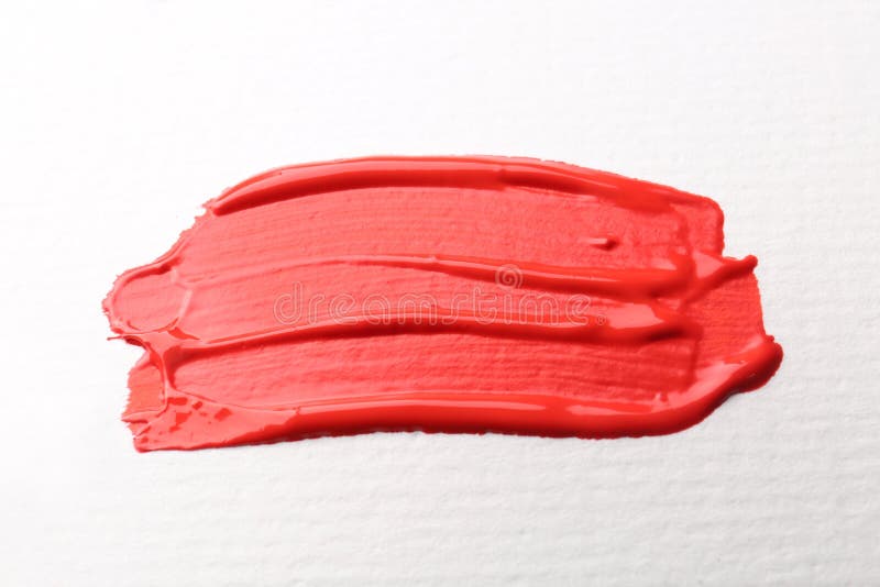 Smear of Red Paint on White Background, Top View Stock Photo - Image of ...