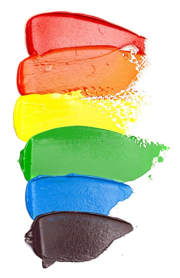 Smears of Rainbow Colored Paint on a White Background Stock Photo ...