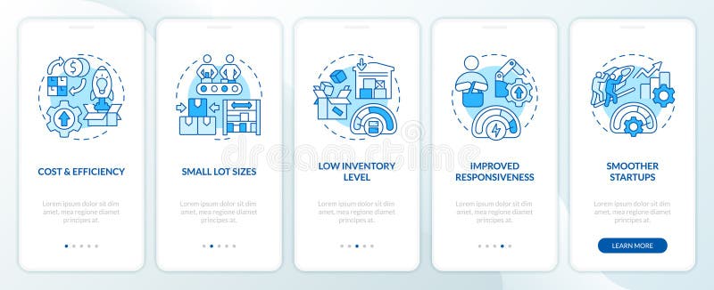 SMED Benefits Blue Onboarding Mobile App Screen Stock Illustration ...
