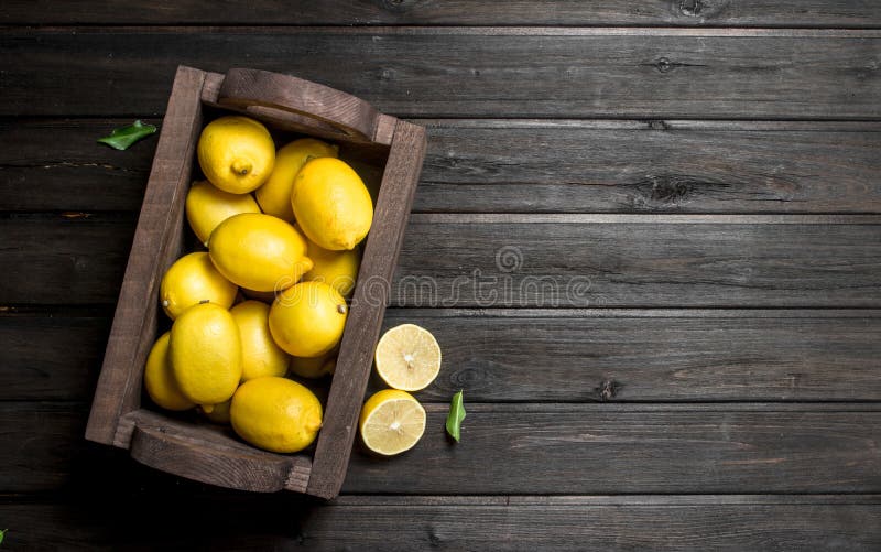 The Smell of Fresh Lemons in Wooden Box Stock Image - Image of fruit ...