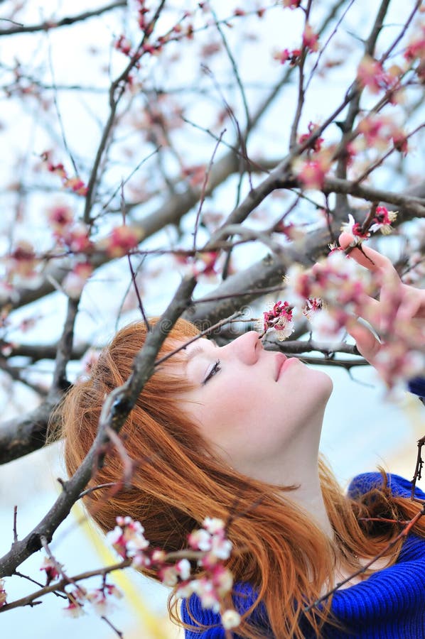 Smell of spring stock photo. Image of park, meadow, hair - 13814062