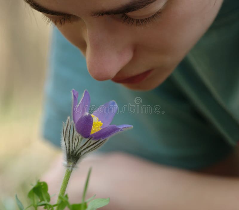 Smelling stock photo. Image of girl, flair, closeup, flora - 25039008