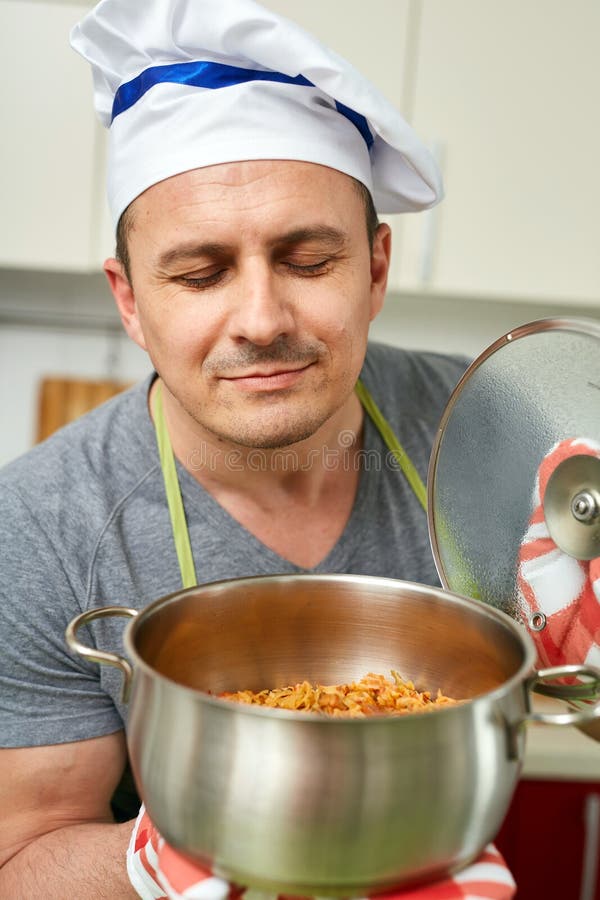 Smelling cabbage stew stock photo. Image of smile, smelling - 68387748