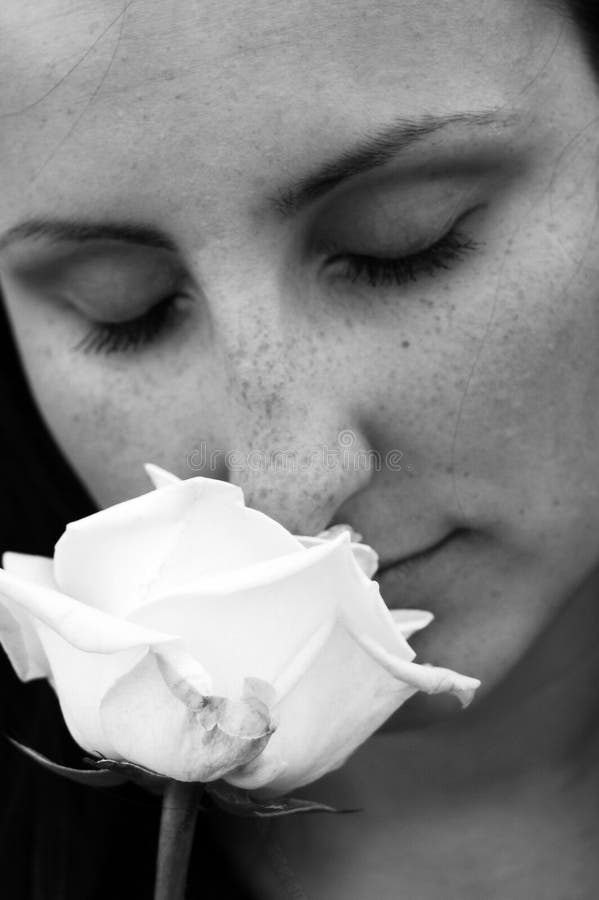 Smelling a rose stock photo. Image of roses, sweet, pretty - 8373612