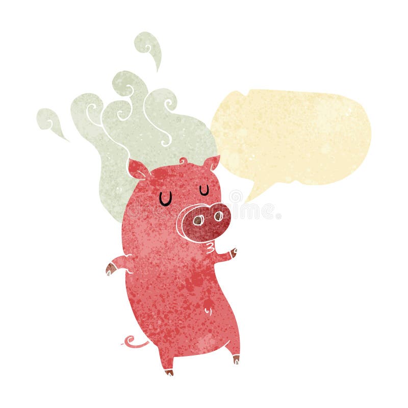 Smelly Cartoon Pig with Speech Bubble Stock Illustration - Illustration ...