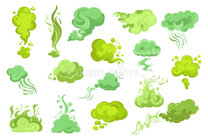 Smelly Smoke Mega Set Elements in Flat Graphic Design. Bundle Objects ...