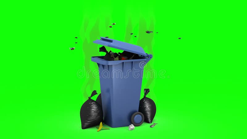 Animation of Trash Can on a Green Screen. Stock Video - Video of ...