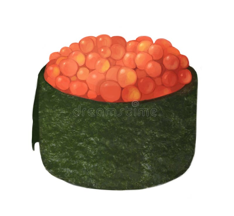 Smelt Roe Masago Sushi with Algae and Caviar on a White Background ...