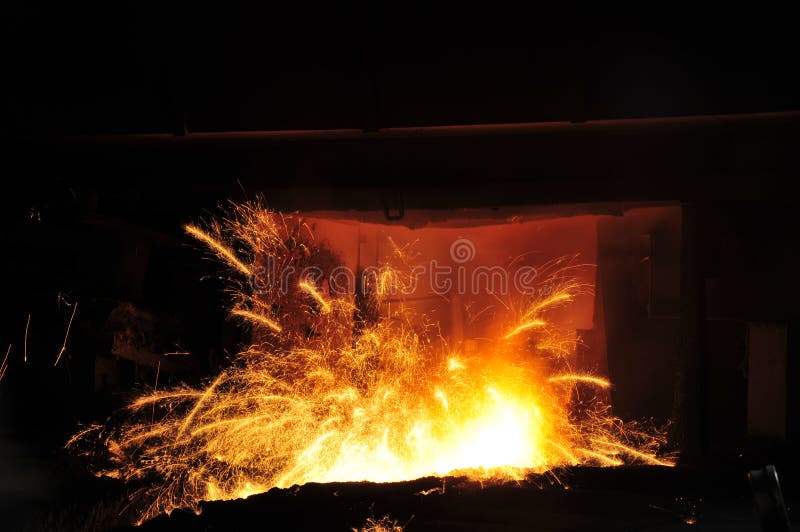 Smelting Industry Sparks in Steel Mills Stock Photo - Image of work ...