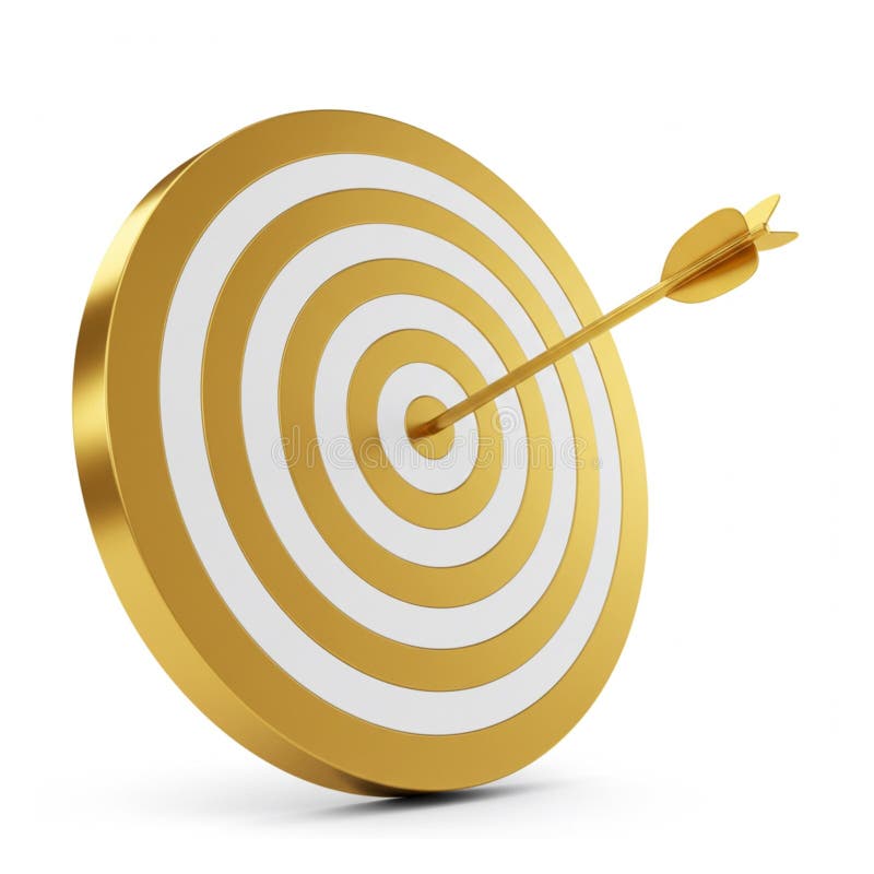 A Golden Archery Target with Concentric Circles is Hit by an Arrow at ...