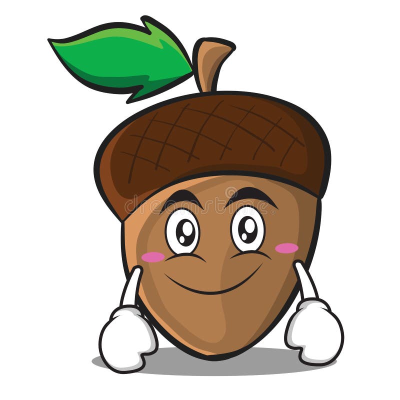 Smile Acorn Cartoon Character Style Stock Vector - Illustration of fall ...