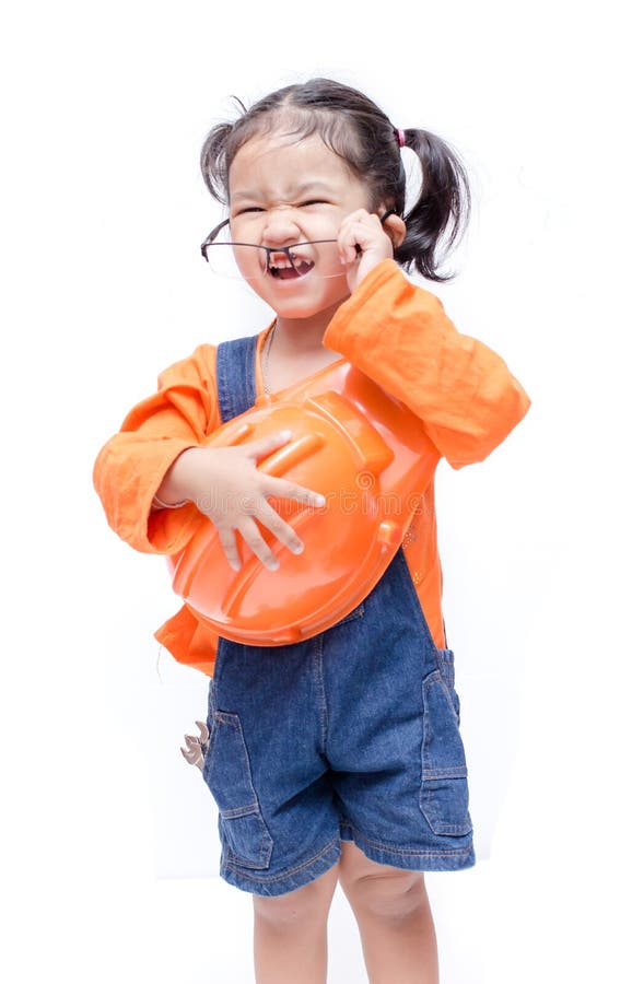 Smile Asian Engineer Baby Girl Stock Photo - Image of baby, electrician ...