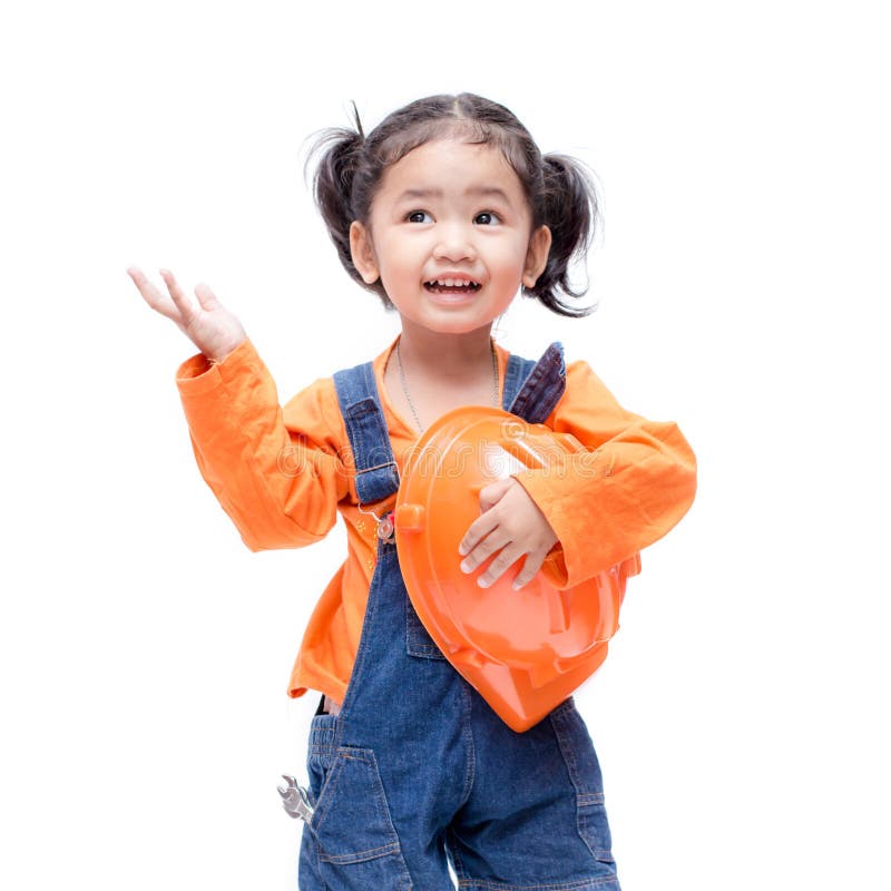 Asian Engineer Baby with Tools in Hand Stock Photo - Image of ...