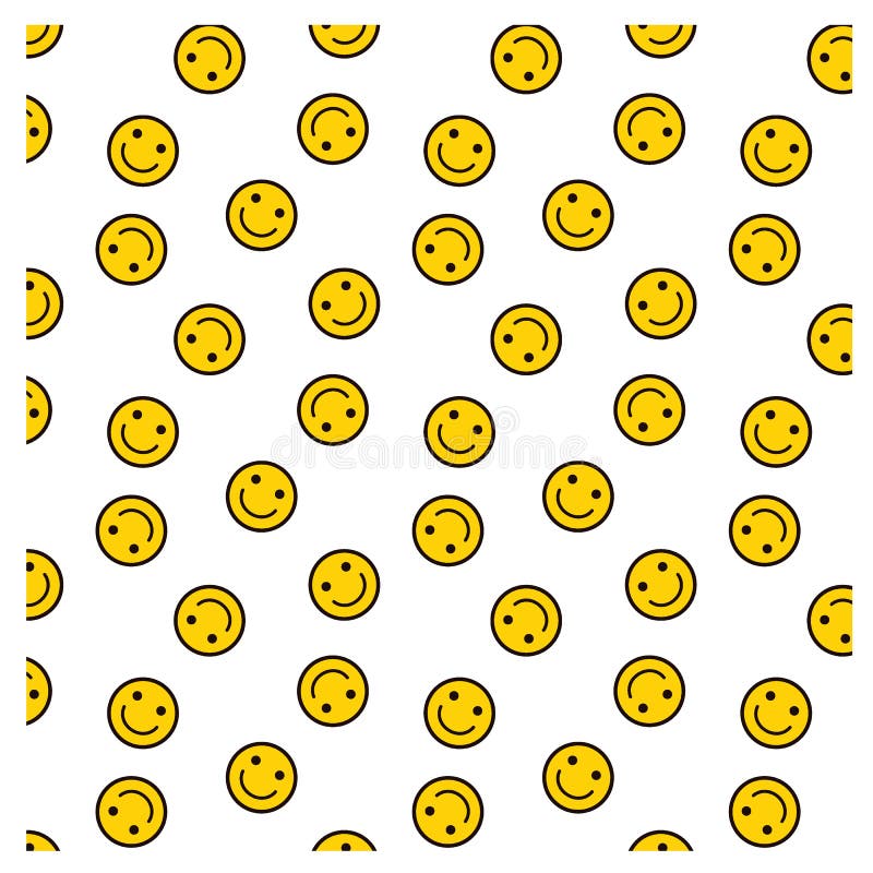Smile Background. Seamless Pattern of Happy Face Icon Stock Vector ...