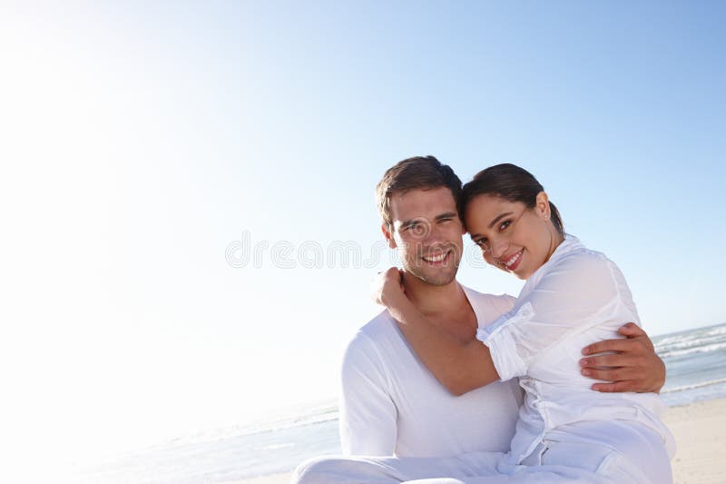 Smile Beach And Portrait Of Couple With Embrace For Love Summer