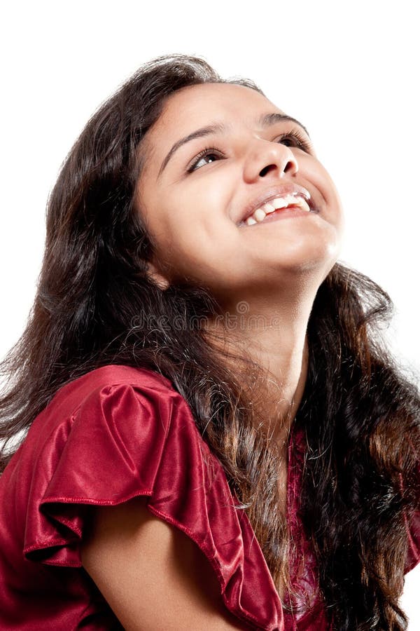 Beautiful Indian Happy Woman in Red Sari Stock Image - Image of craft ...