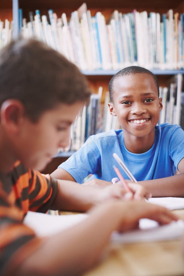 Smile, Black Child and Education with Books in Library for Assessment ...