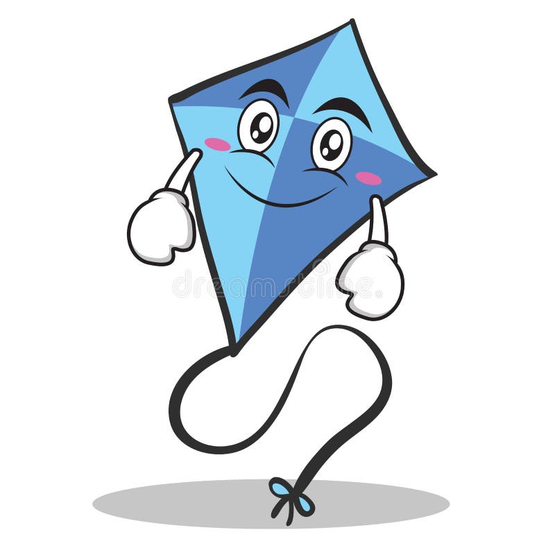 Smile Blue Kite Character Cartoon Stock Vector - Illustration of kite ...