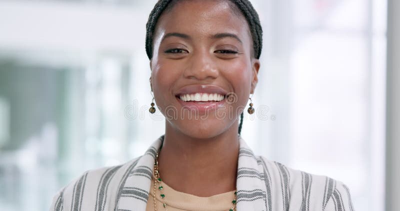 Smile Business And Black Woman In Office For Portrait With Goals As