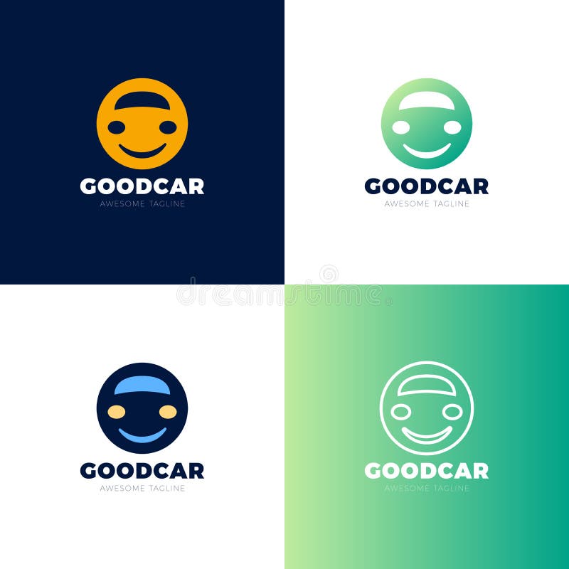 Smile Car Vector Logo Design Template. Car Face in Circle Stock ...
