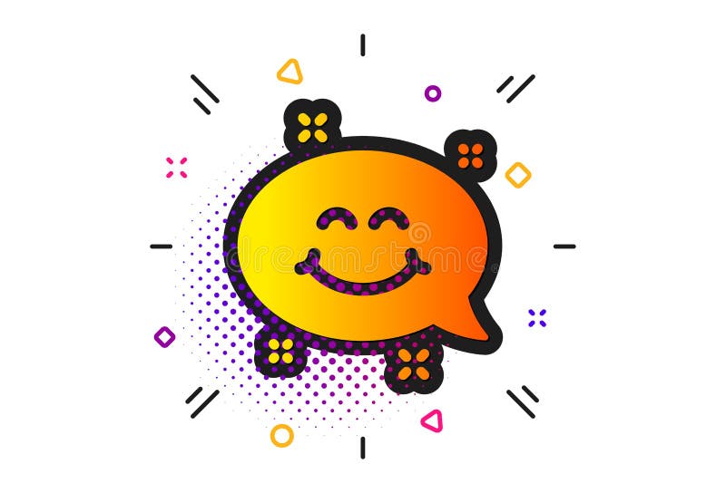 Smile Chat Icon. Happy Face Sign. Emoticon Speech Bubble. Vector Stock ...