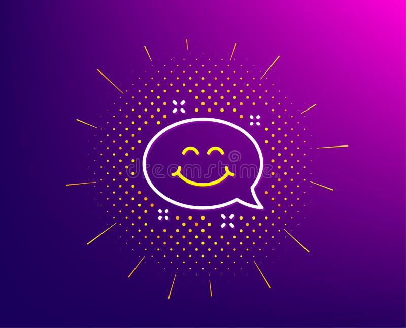 Smile Chat Line Icon. Happy Face Sign. Emoticon Speech Bubble. Vector ...