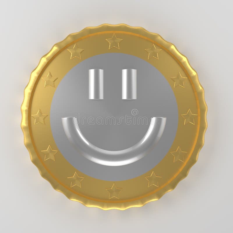 Smile coin 3d rendering stock illustration. Illustration of earn - 69030821