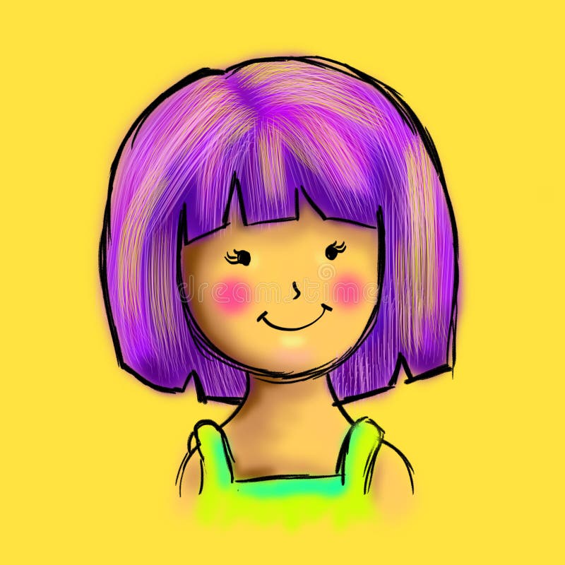 Smile Cute Girl Character stock illustration. Illustration of face ...