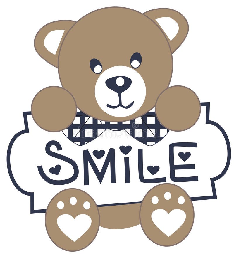 Smile Cute Teddy Print Illustrations Vector Art Stock Vector ...