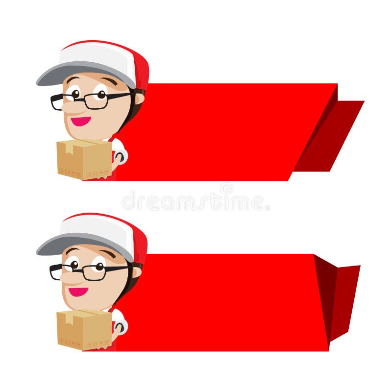 Smile Delivery Man Handing the Box, and Package Delivery Cartoon Stock ...